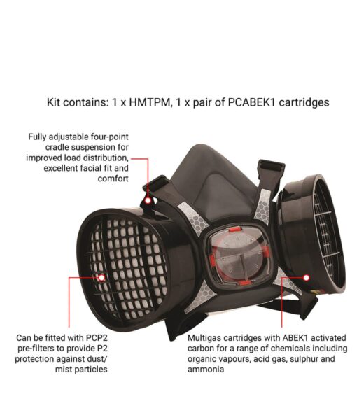 Assembled Maxi 2000 Half Mask with ABEK1 Cartridges - Multigas