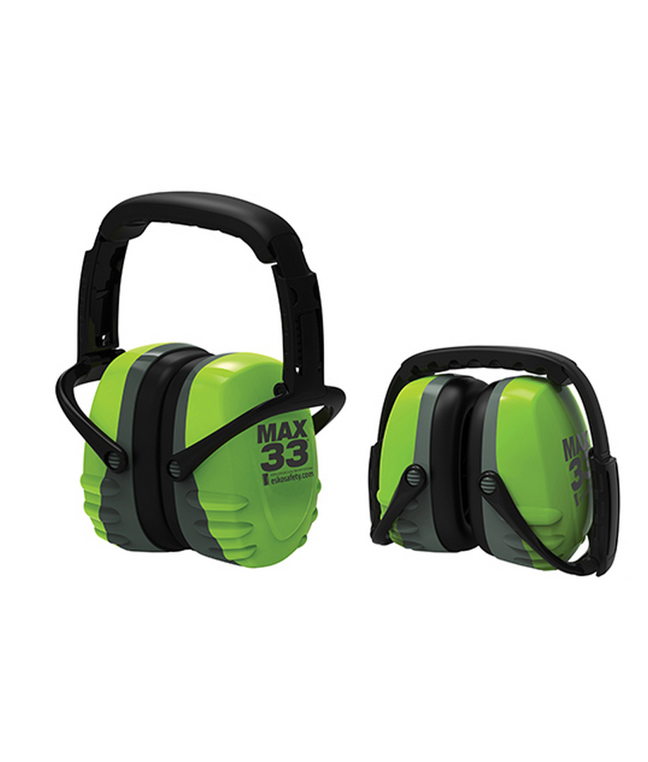 MAX 33® Collapsible Earmuff, 33dB Class 5, Green/Grey