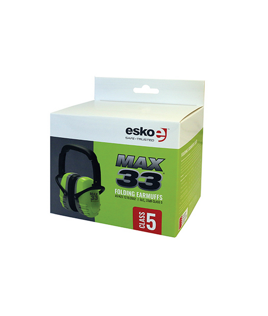 MAX 33® Collapsible Earmuff, 33dB Class 5, Green/Grey