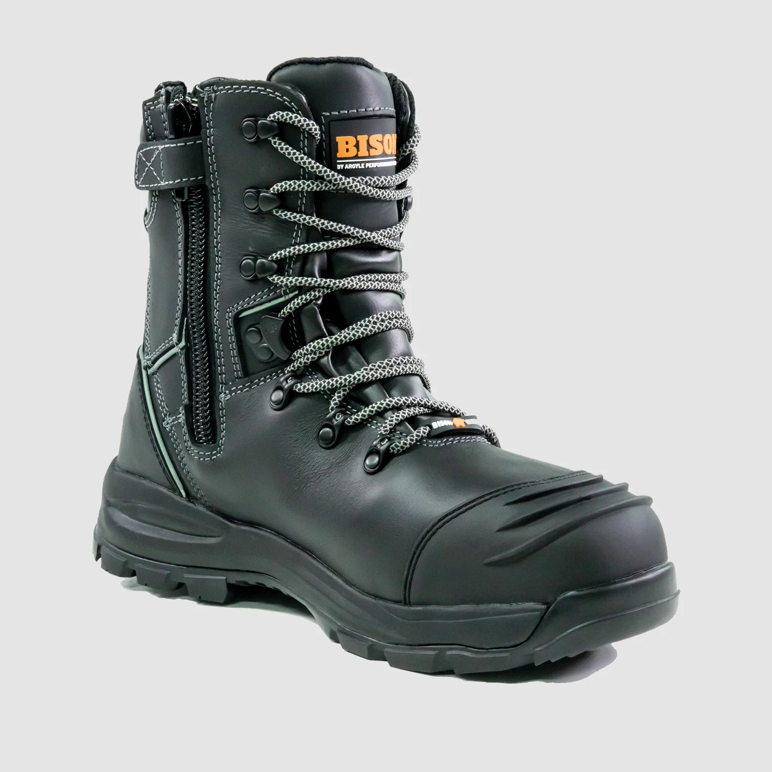 Bison XT High Leg, Zip Side, Lace Up Safety Boot (XTZ-100)